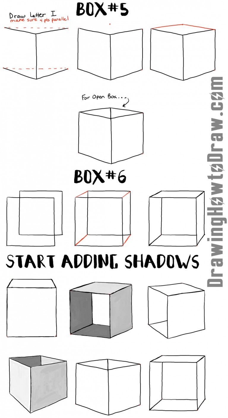 How to Draw Boxes and Cubes and How to Shade Them Step by Step Tutorial ...