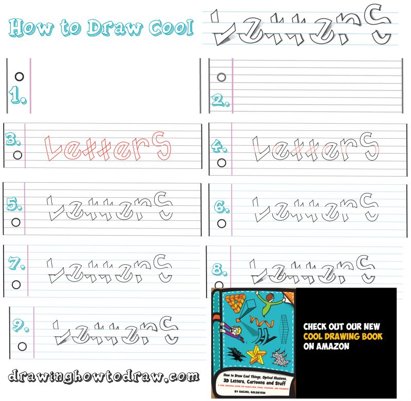 How to Draw Cool 3D Letters Wrapped Around, Over, and Under Notebook ...