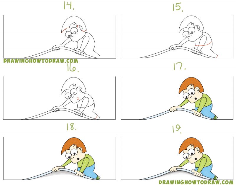 How to Draw Cartoon Character Lifting Up Paper At the Bottom of the ...