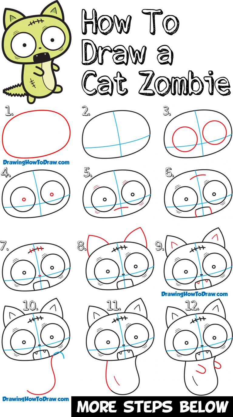 How to Draw a Cat Zombie for Halloween Easy Step by Step Drawing ...