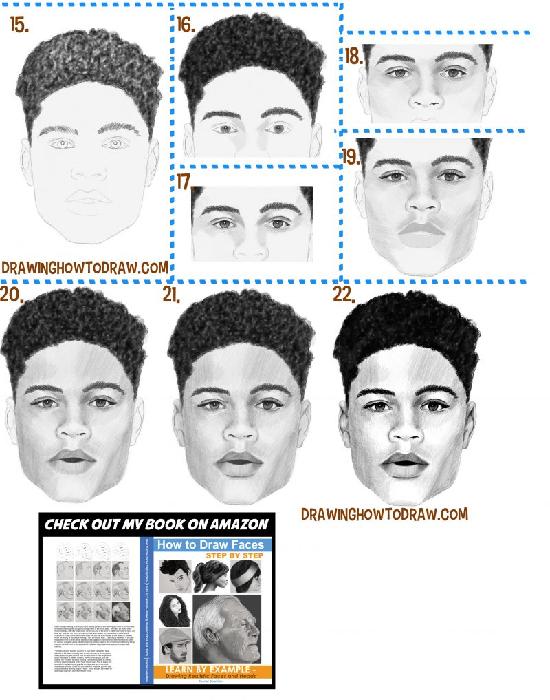 How to Draw a Black Man’s Face From The Front View Easy Step by Step ...